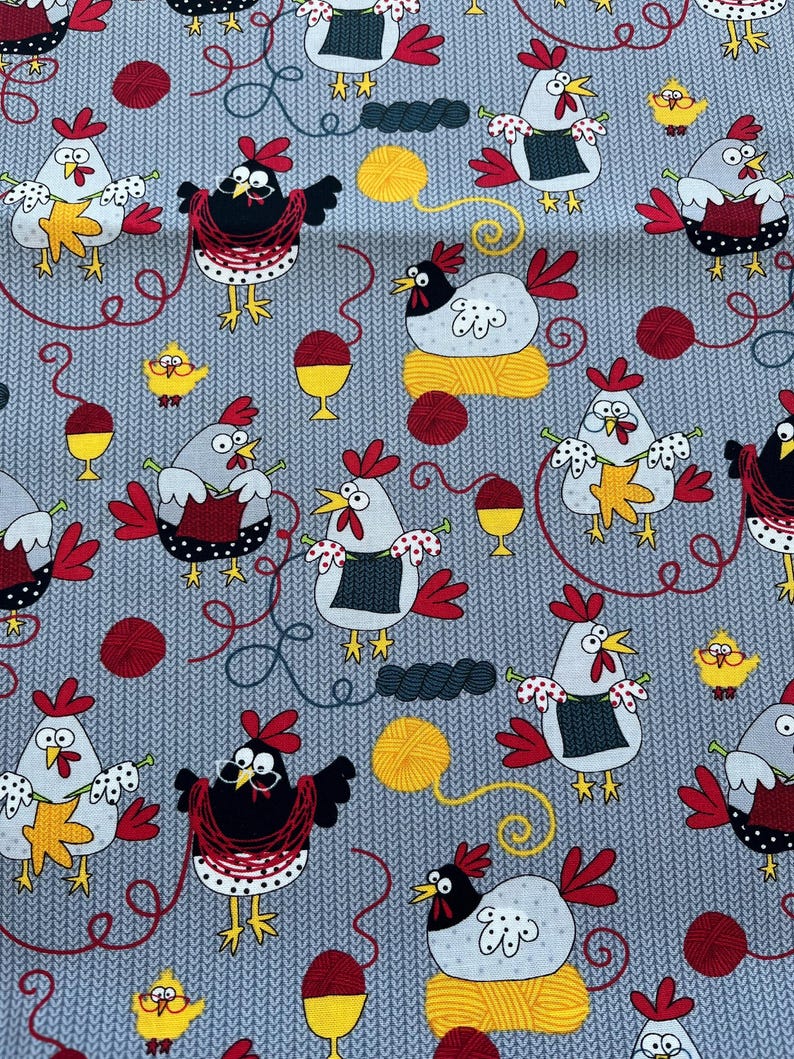 Knitting Chickens Farm Animal Fabric - Etsy