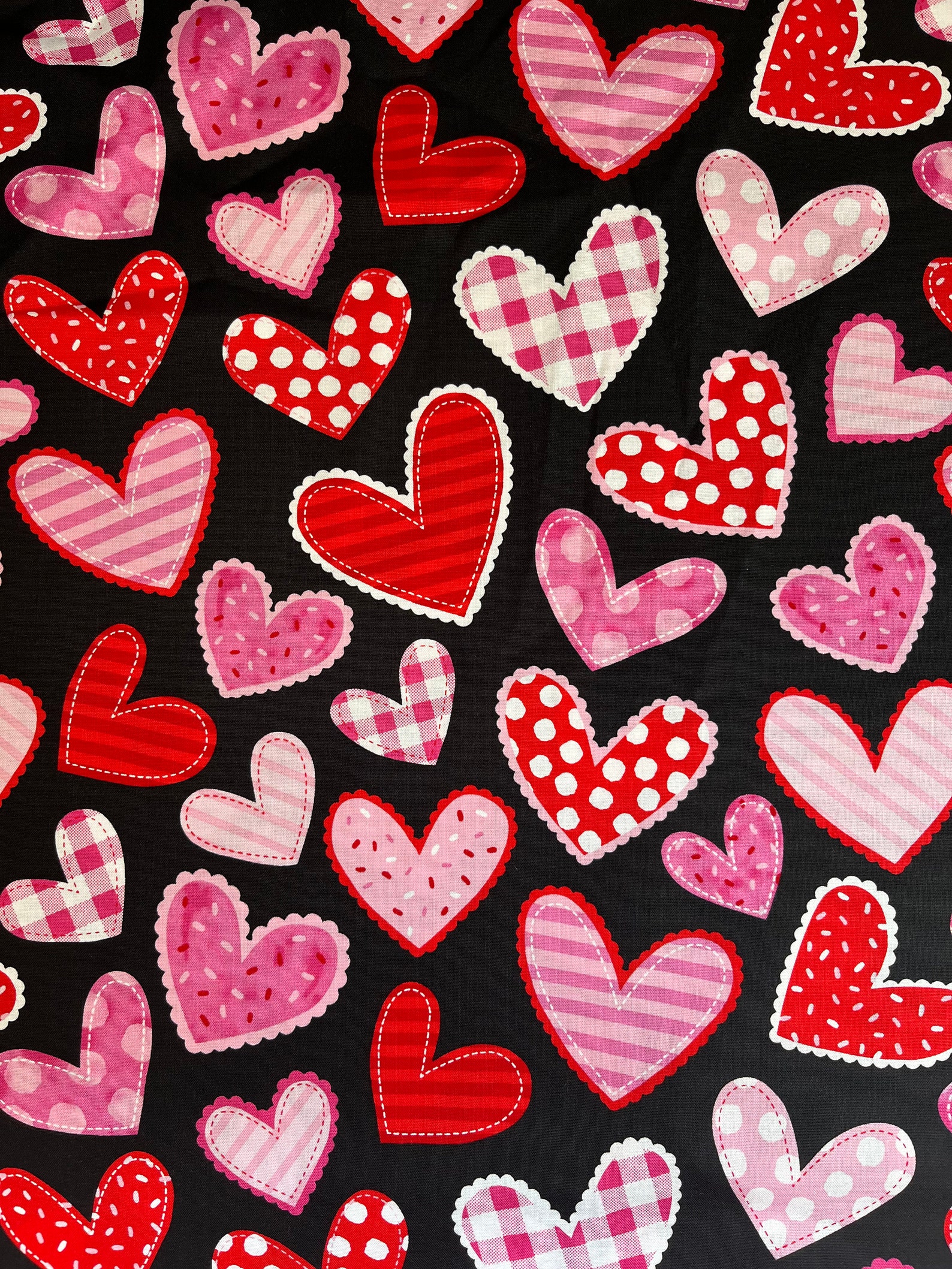 Valentine’s Day Patterned Hearts Fabric - Etsy