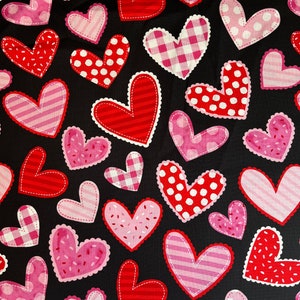 Valentine’s Day Patterned Hearts Fabric - Etsy