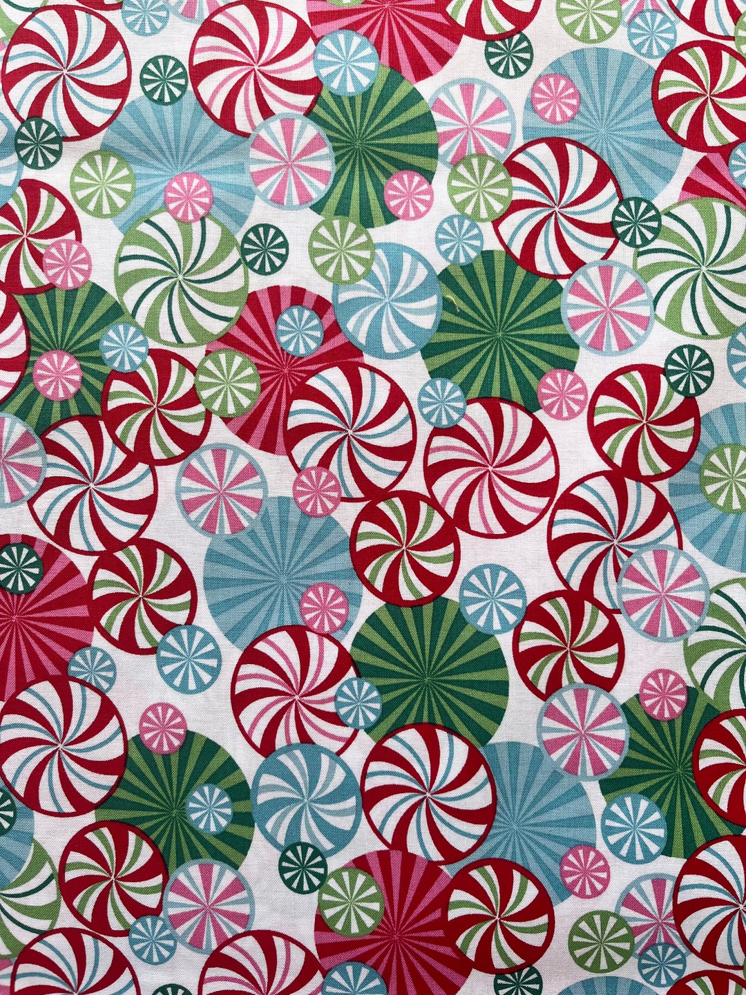Colorful Peppermint Christmas Fabric - Etsy