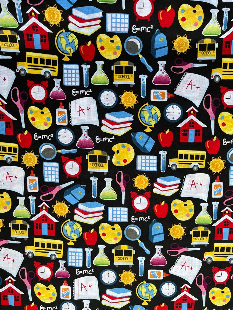 School Icons Back to School Fabric - Etsy