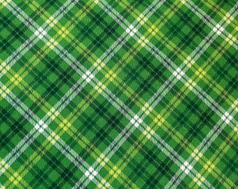 St Patrick's Day Plaid Cotton Fabric Green Cotton Fabric 1/4 Yard, 1/2 ...