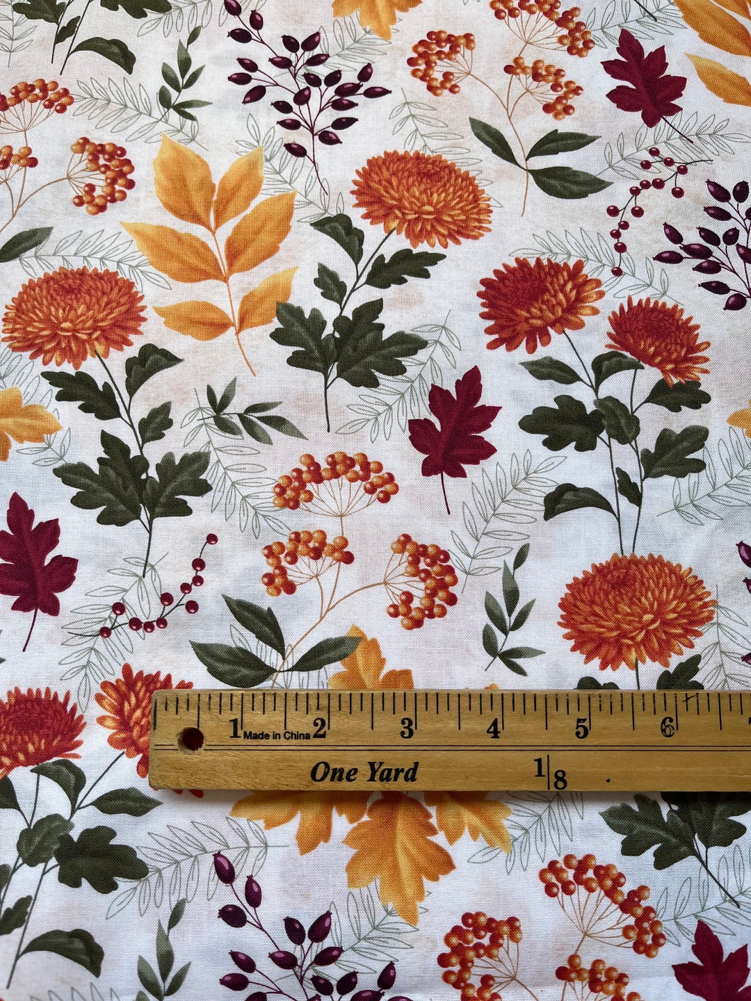 Half a Yard Fall Leaves and Floral Autum Fabric - Etsy