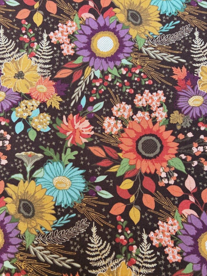 Half A Yard Awe of Autumn Sunflower Fall Fabric - Etsy