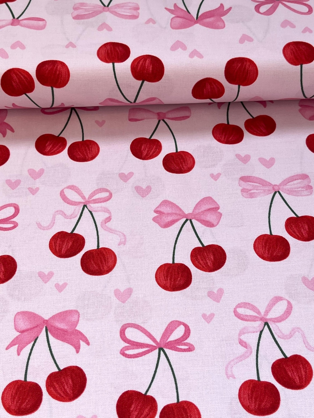 Ribbons and Cherries Valentines Day Fabric - Etsy