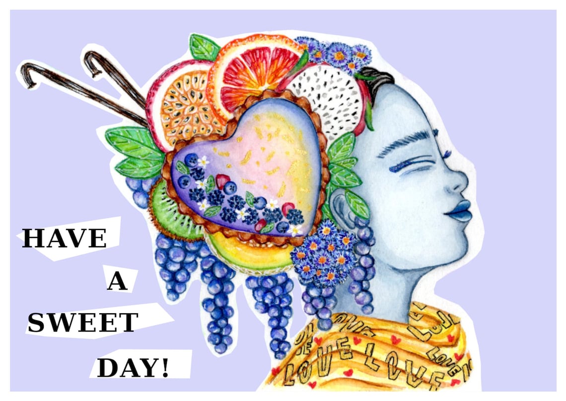 Illustrated Postcard 'madame Fruit Sweet Day' - Etsy