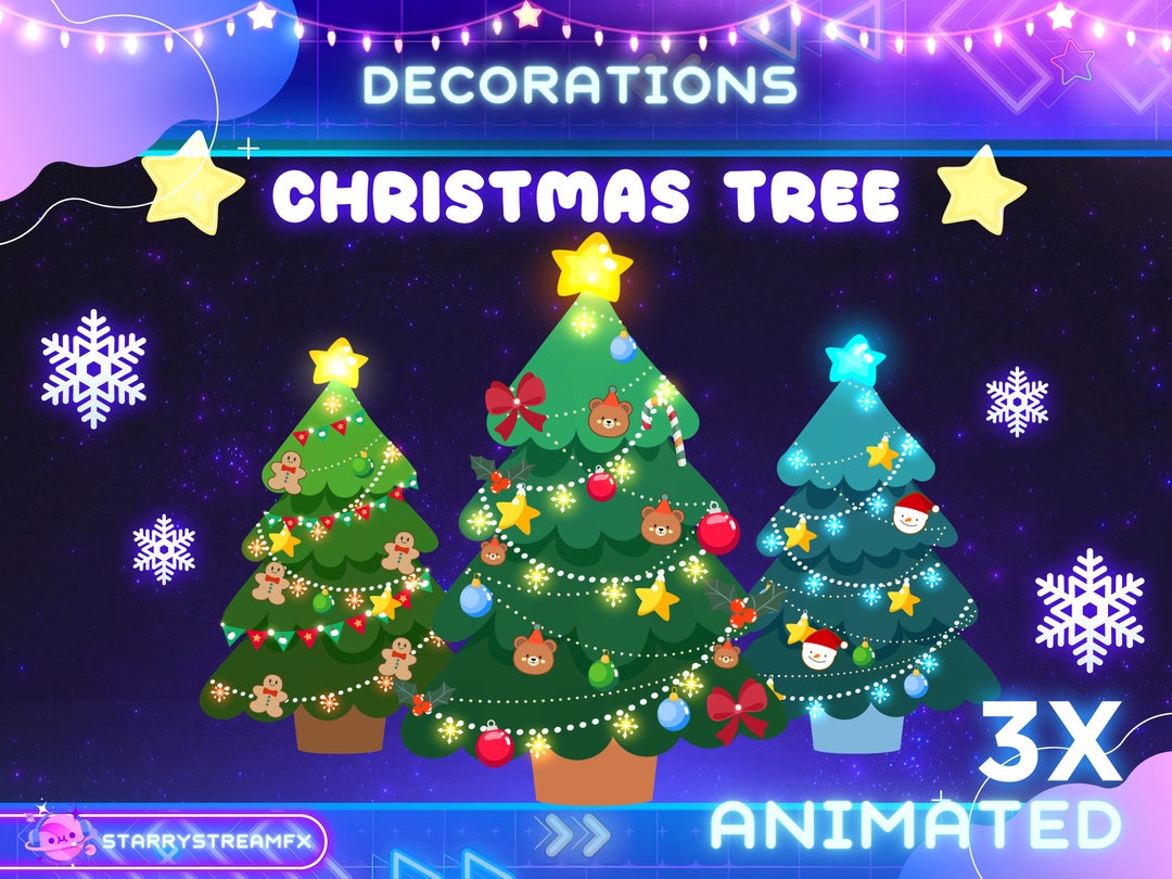 Animated Christmas Tree Stream Overlay: Lo-fi Vtuber Decoration ...