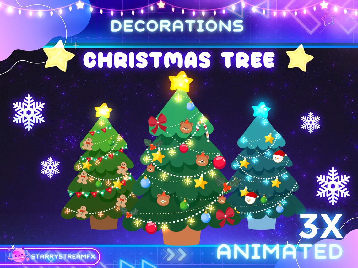 Animated Christmas Tree Stream Overlay: Lo-fi Vtuber Decoration (digital Download) - Etsy