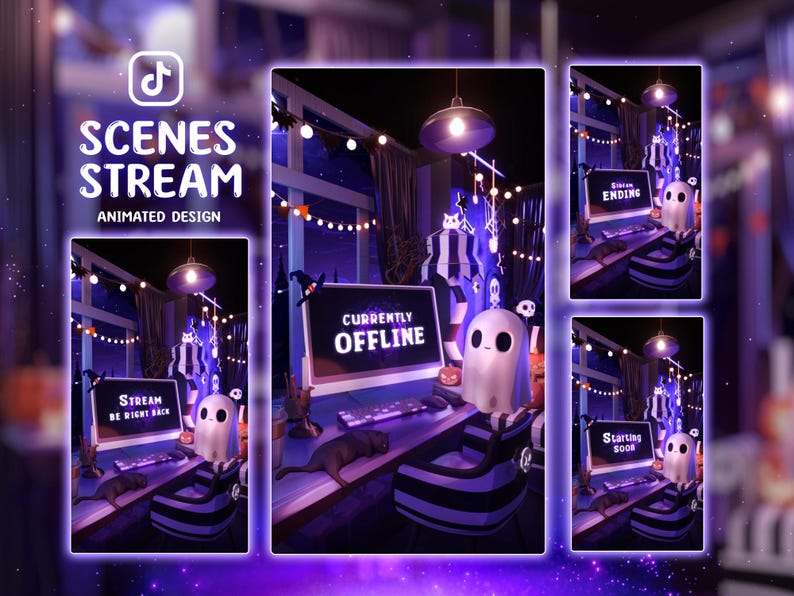 Animated Halloween Ghost Stream Overlay Package: Cozy Lofi Theme ...