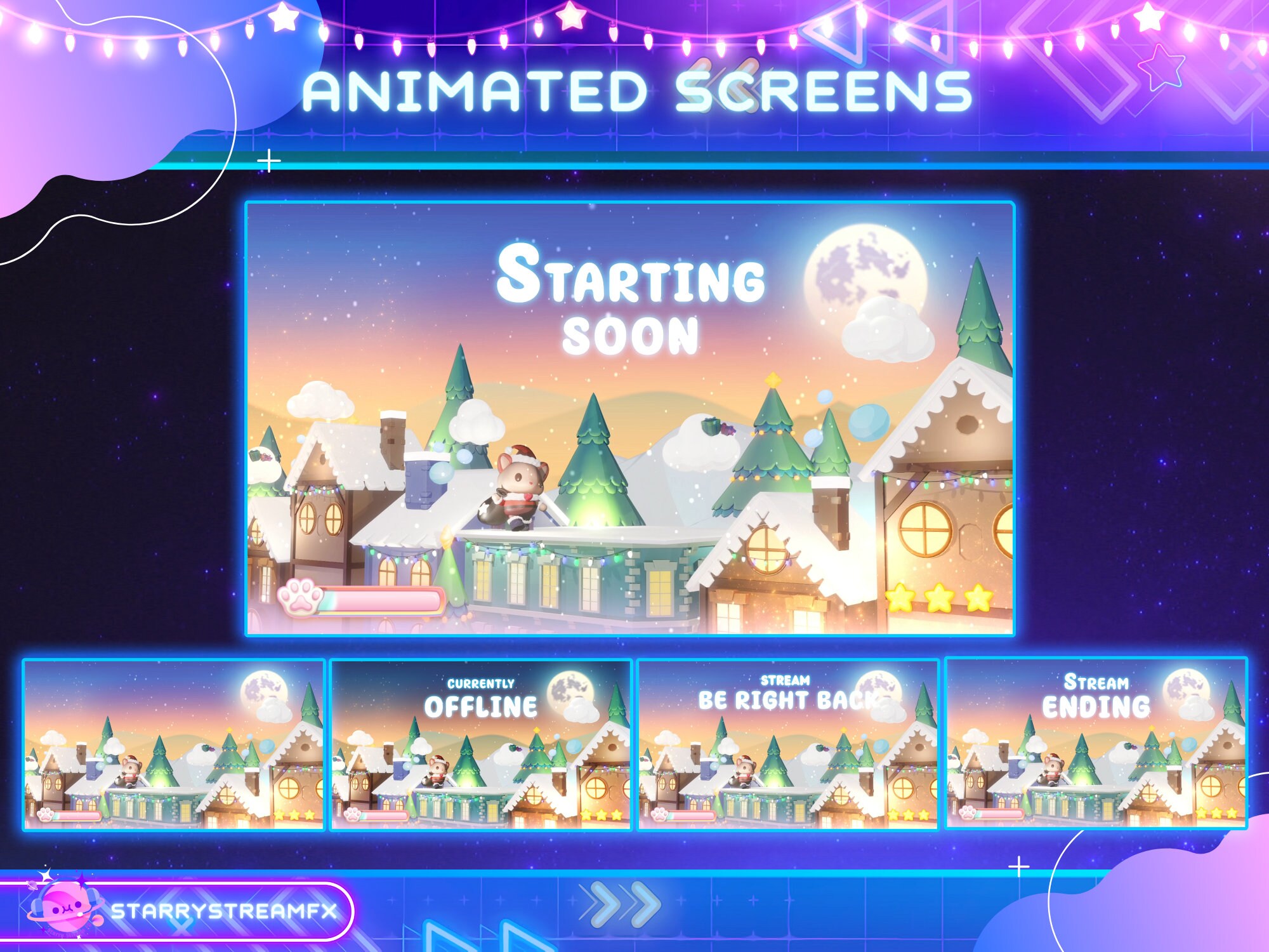 Stream Overlay Package Christmas Twitch Stream Screens Winter New Year ...