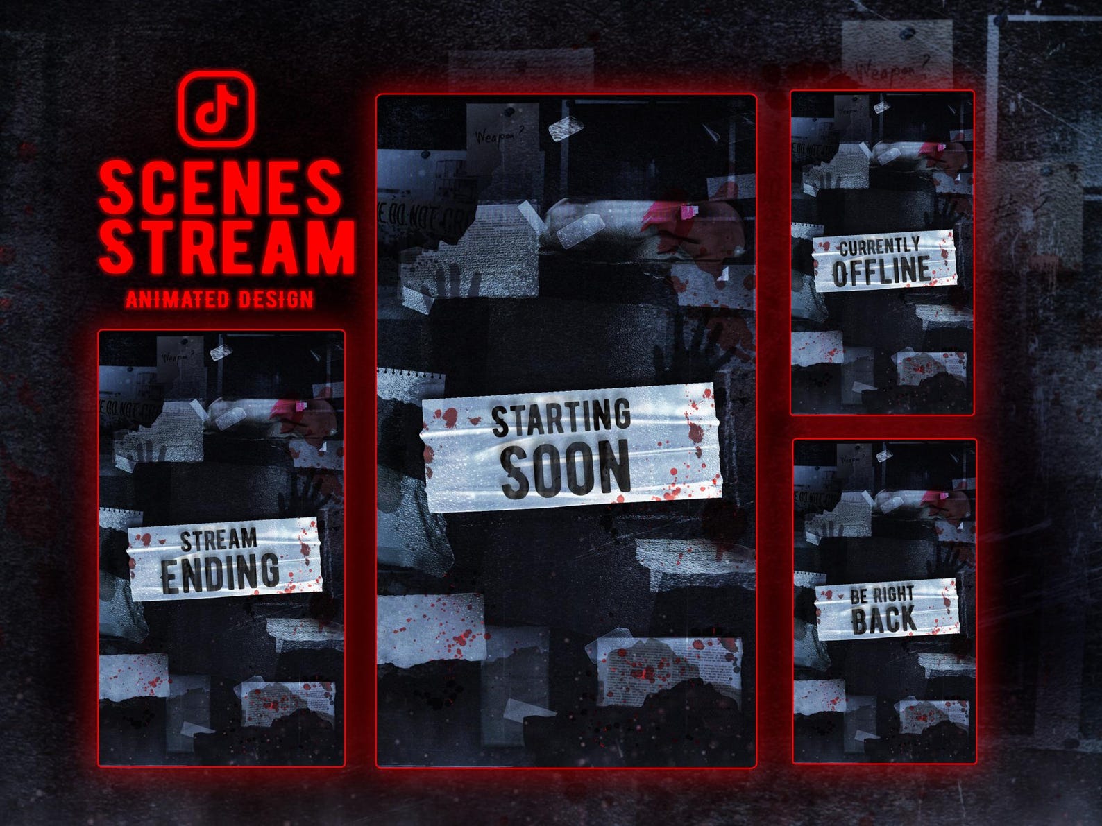 Animated Horror Stream Overlay Package: Black Room, Halloween (digital ...