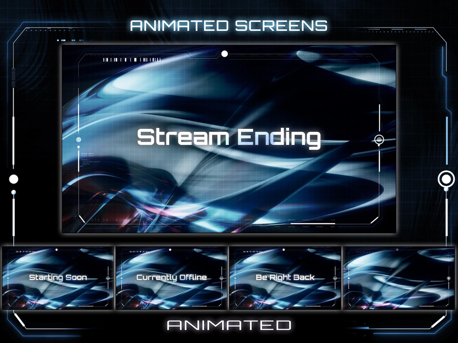 Y2K Neon Stream Overlay Package: Animated Twitch Screens (digital ...