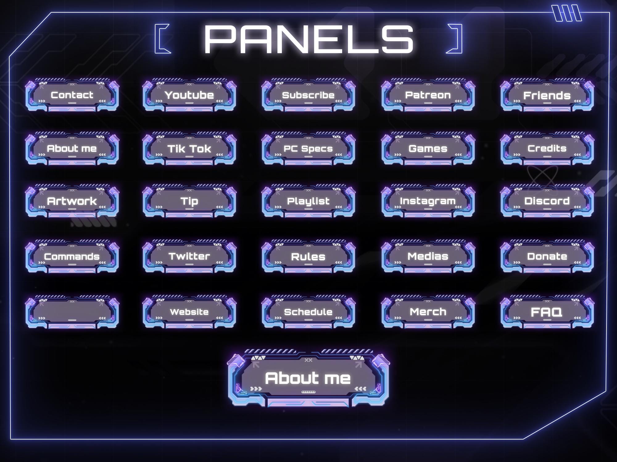 Cyberpunk Violet Neon Stream Overlay Package - Sci-fi Twitch Screens ...