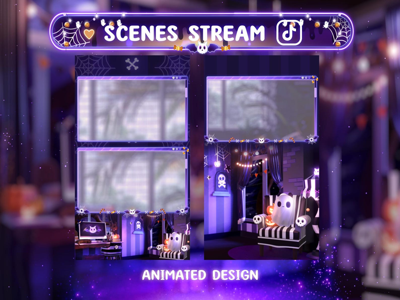 Animated Halloween Ghost Stream Overlay Package: Cozy Lofi Theme ...