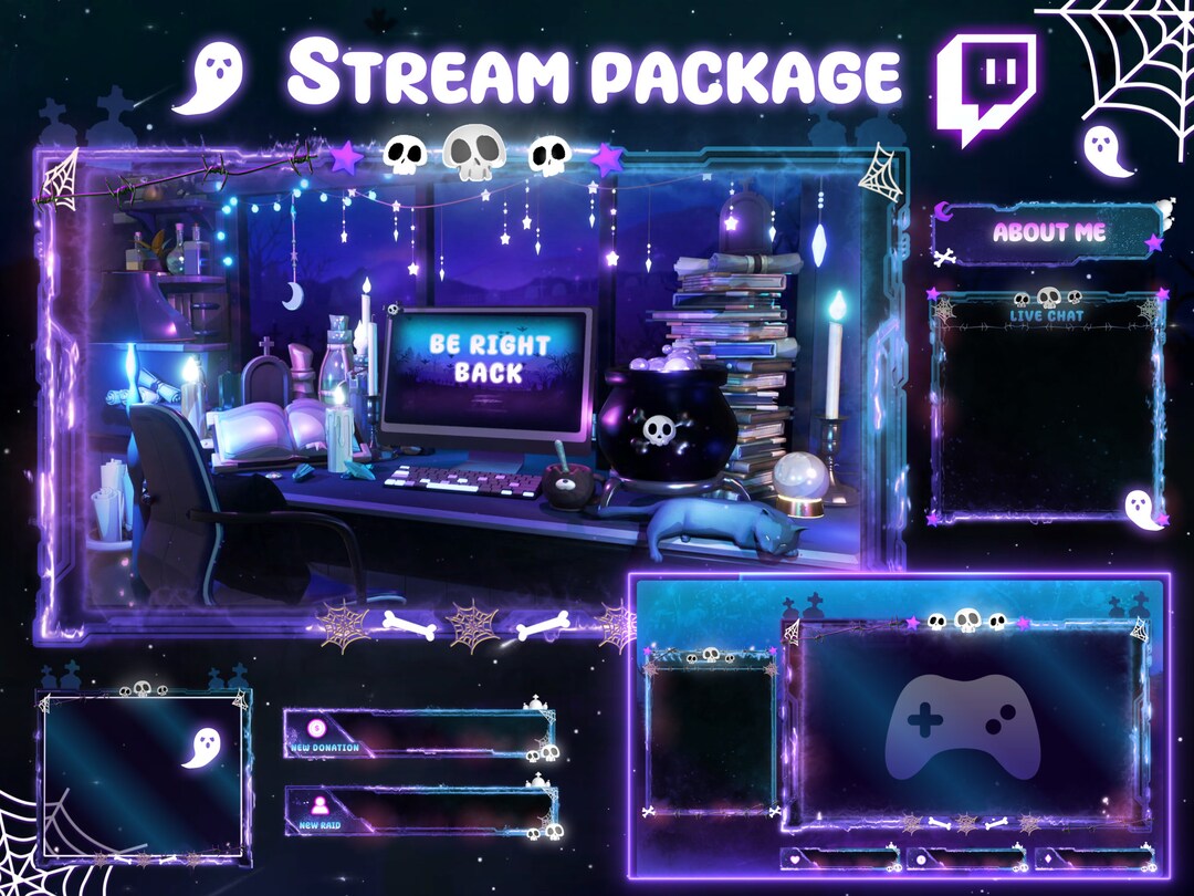 Halloween Stream Overlay Package: Spooky Cozy Room, Twitch Overlay ...