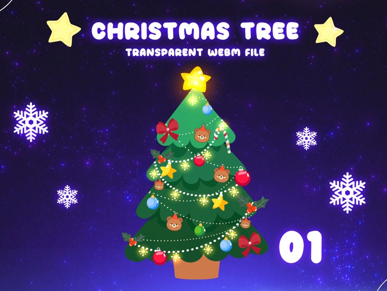 Animated Christmas Tree Stream Overlay: Lo-fi Vtuber Decoration ...