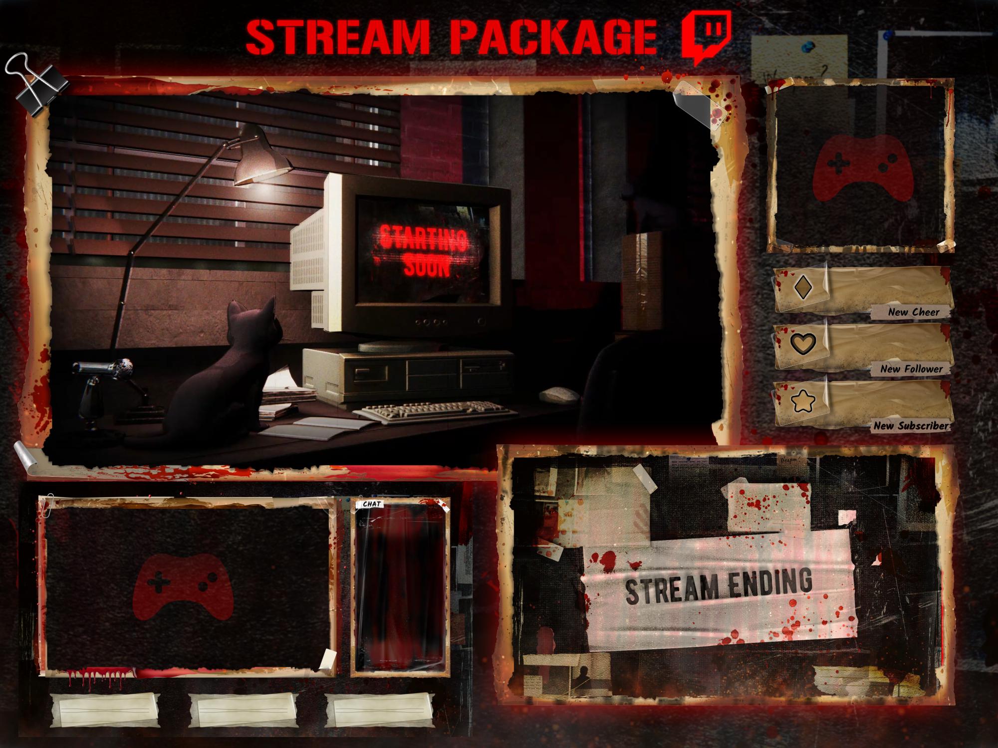 Horror Stream Overlay Package: Red Room Twitch Theme (digital Download ...
