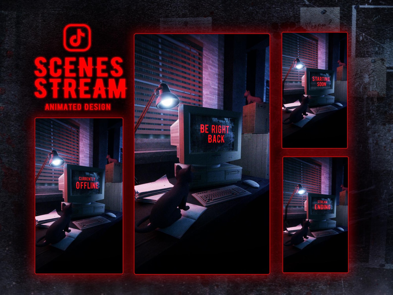 Animated Horror Stream Overlay Package: Black Room, Halloween (digital ...