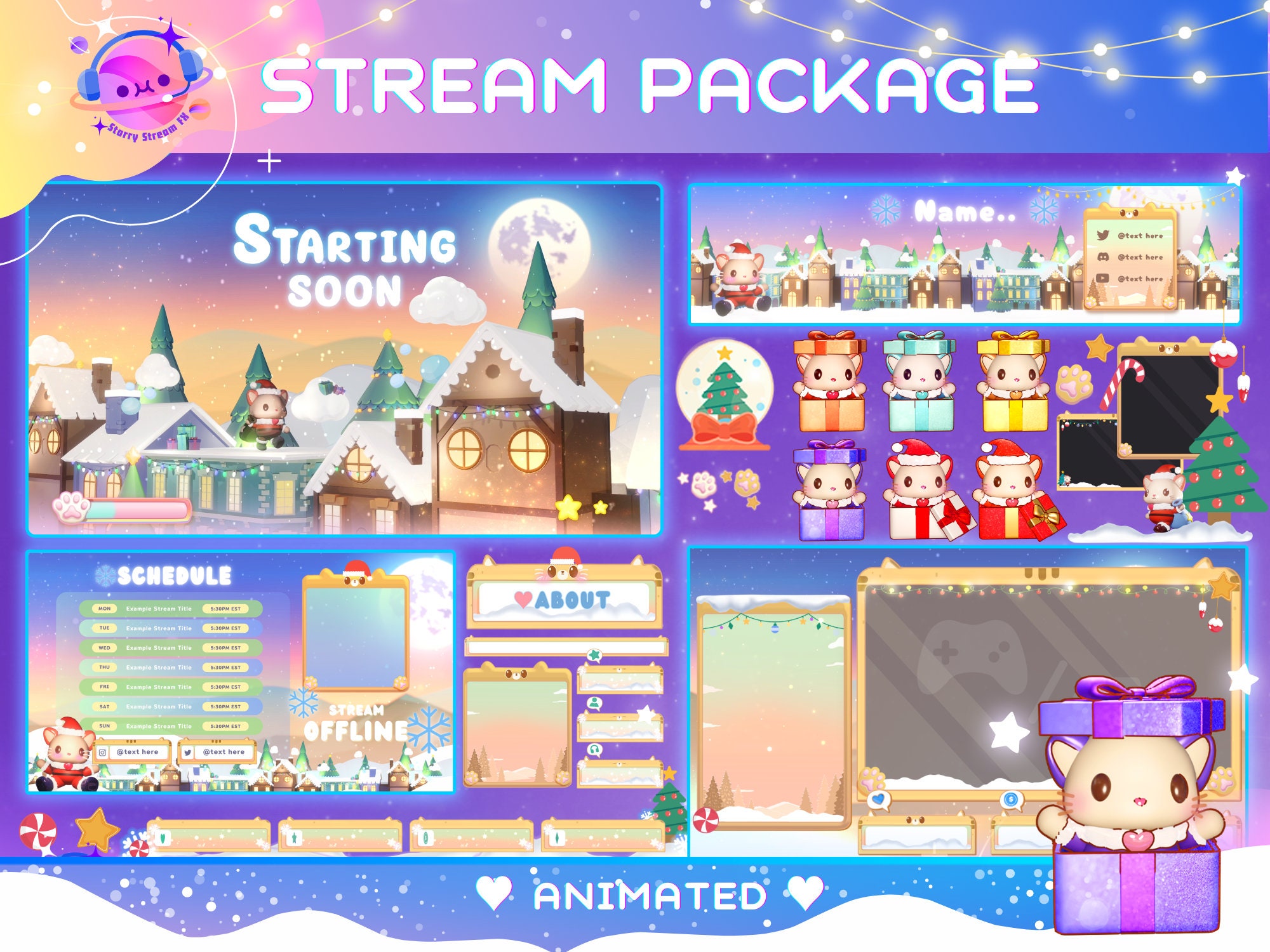 Stream Overlay Package Christmas Twitch Stream Screens Winter New Year ...