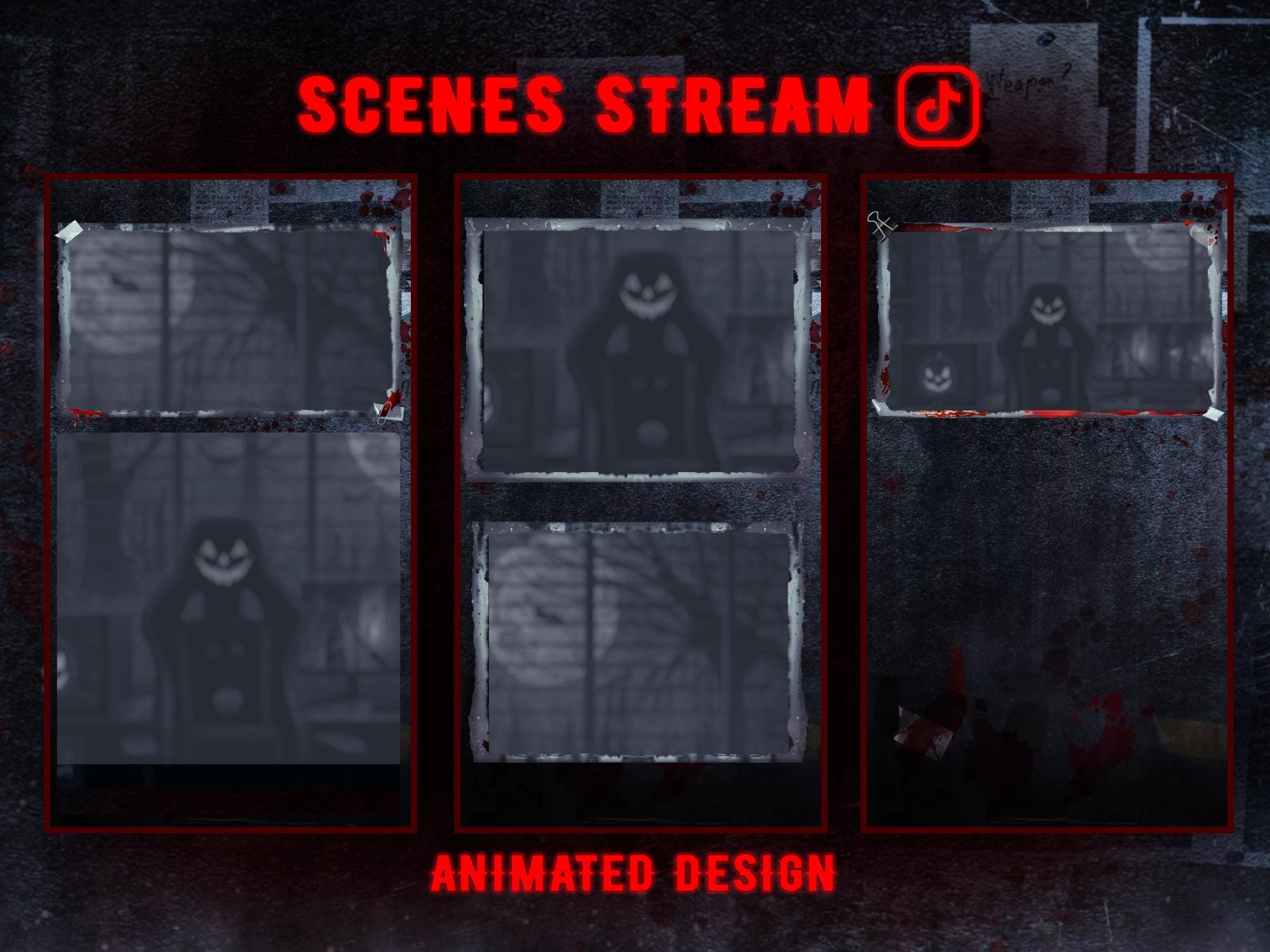 Animated Horror Stream Overlay Package: Black Room, Halloween (digital ...
