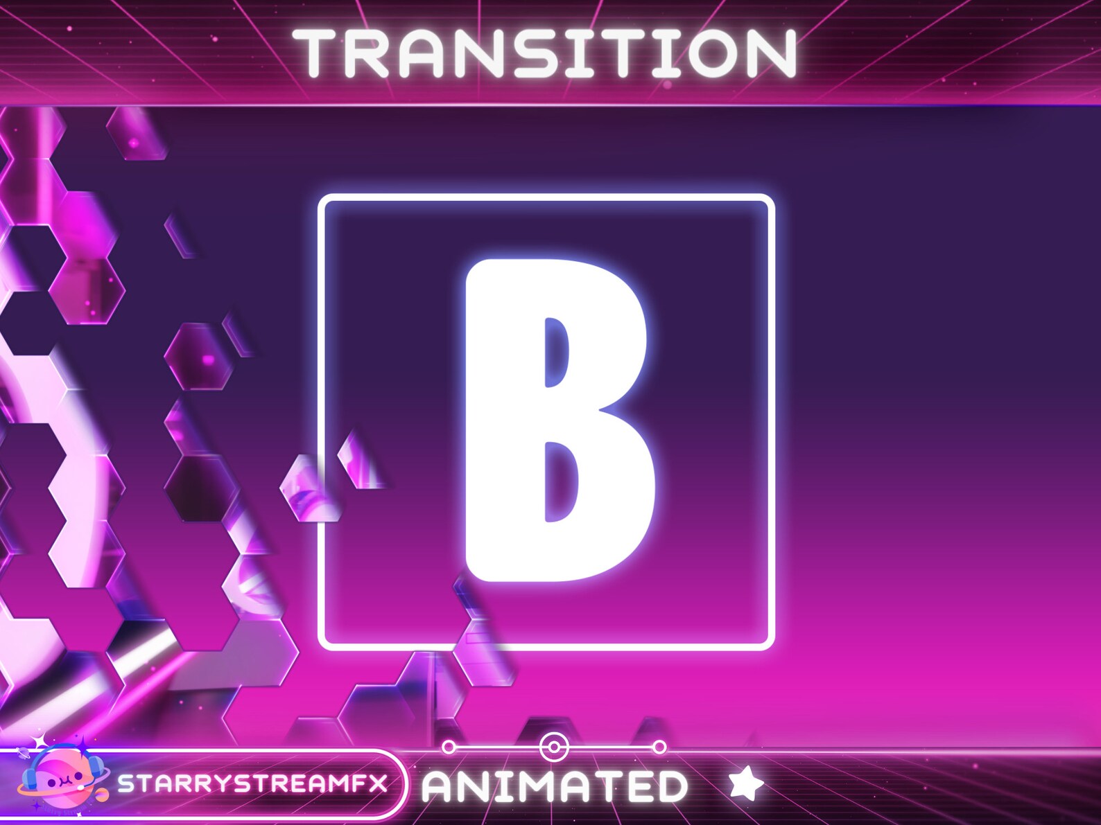Neon Pink Room Stream Transition: Animated Scifi Cat (WEBM Digital ...