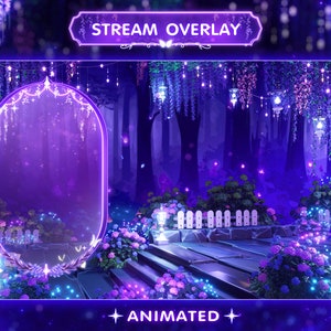 Stream Overlay Package Cozy Garden Night - Twitch Stream Screens - Neon ...