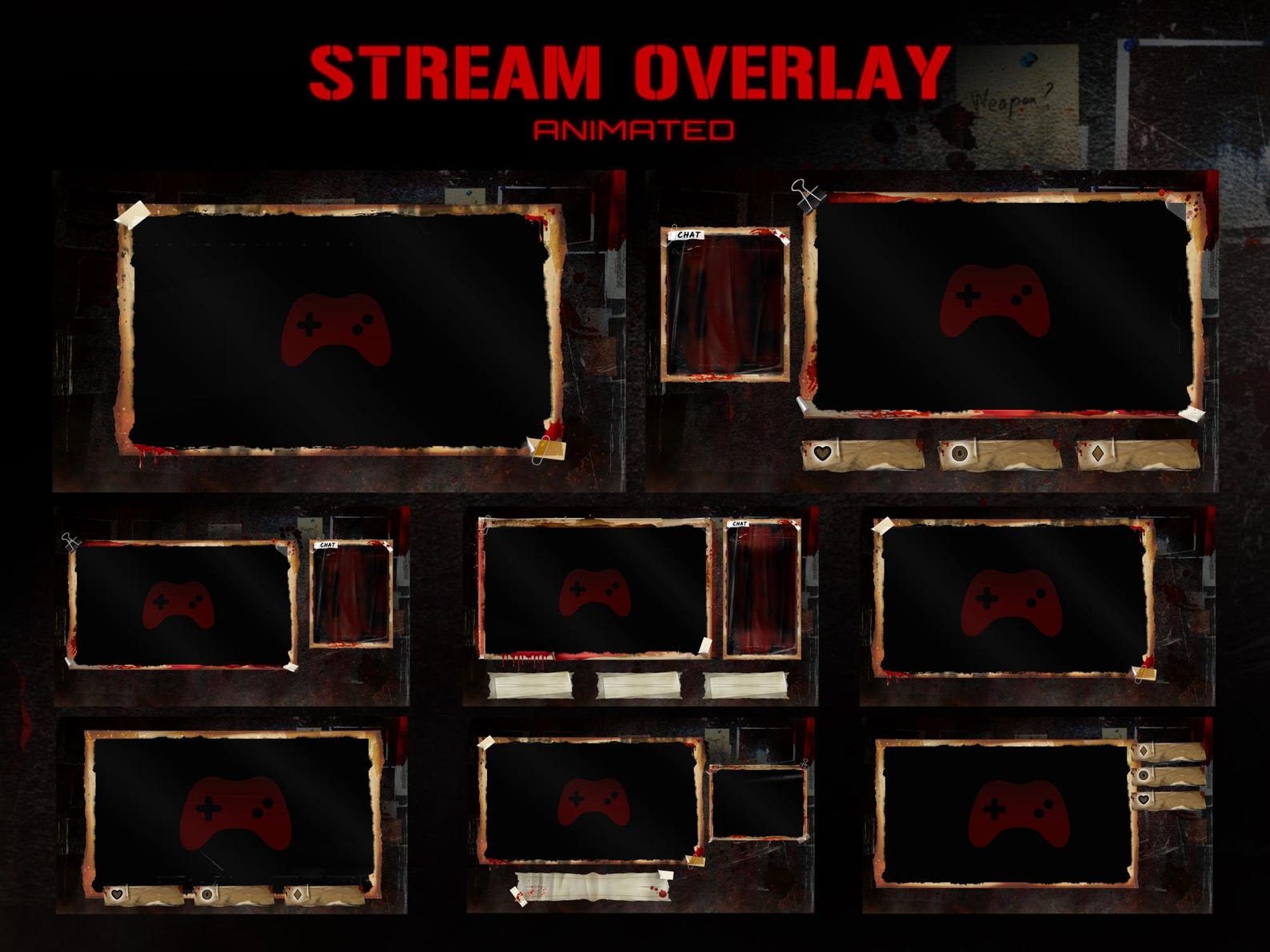 Horror Stream Overlay Package: Red Room Twitch Theme (digital Download ...
