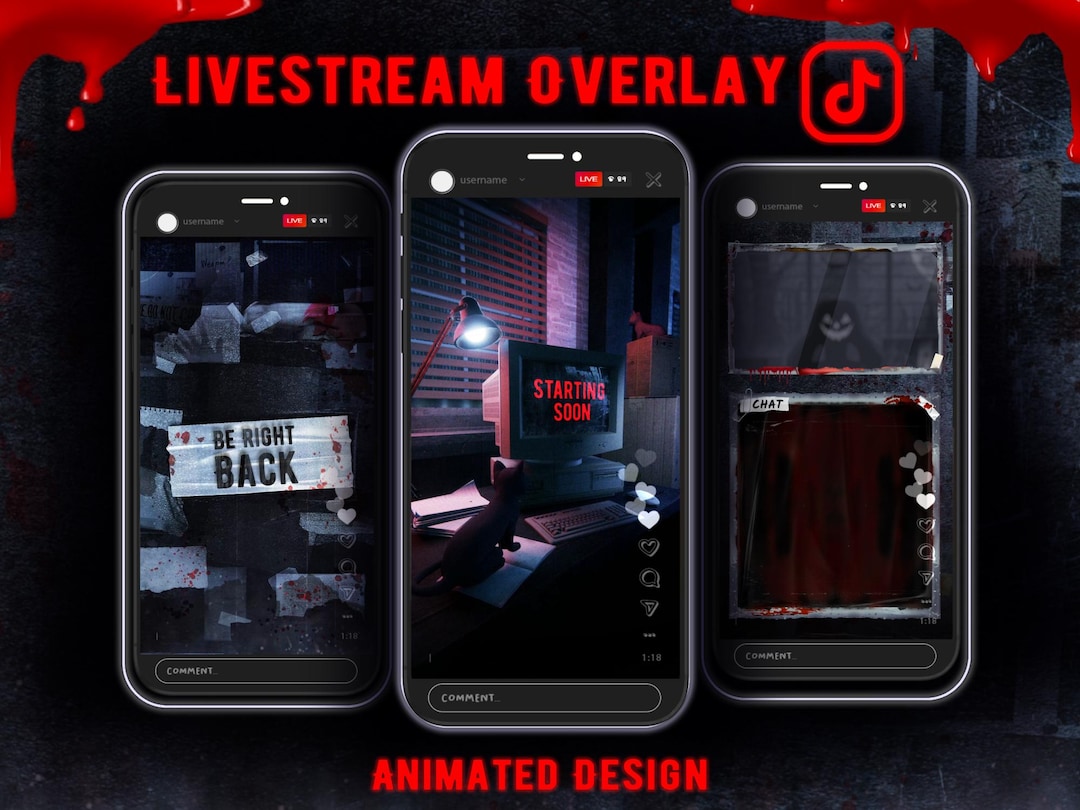 Animated Horror Stream Overlay Package: Black Room, Halloween (digital ...