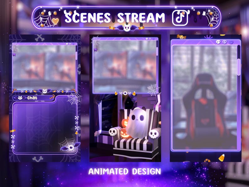 Animated Halloween Ghost Stream Overlay Package: Cozy Lofi Theme ...