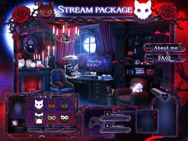 Halloween Ghost Room Stream Overlay Package: Gothic Cozy Design ...