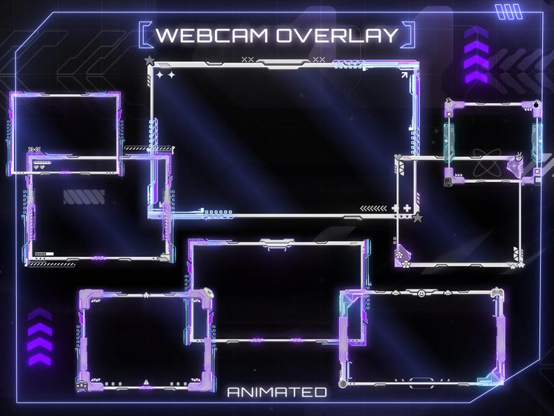 Cyberpunk Violet Neon Stream Overlay Package - Sci-fi Twitch Screens ...