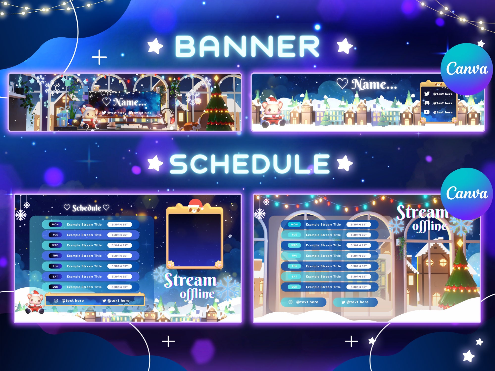 Stream Overlay Package Christmas Twitch Stream Screens Winter New Year ...