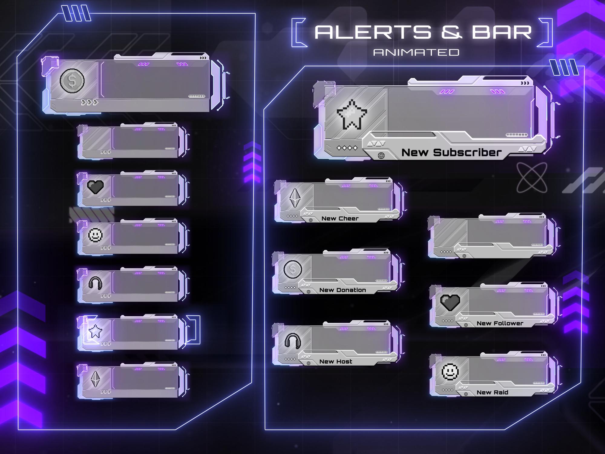 Cyberpunk Violet Neon Stream Overlay Package - Sci-fi Twitch Screens ...