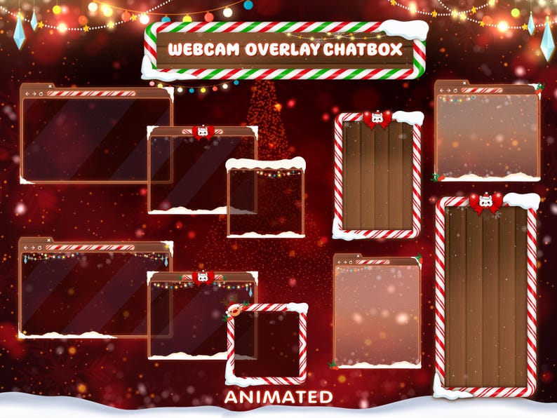 Cozy Christmas Stream Overlay Package: Animated Twitch Screens (digital ...