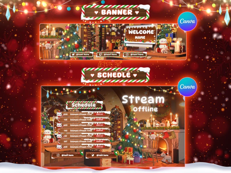 Cozy Christmas Stream Overlay Package: Animated Twitch Screens (digital ...