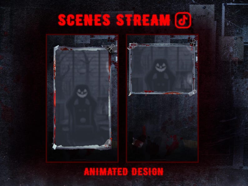 Animated Horror Stream Overlay Package: Black Room, Halloween (digital ...
