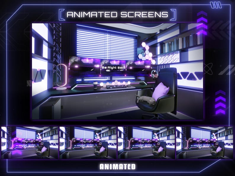 Cyberpunk Violet Neon Stream Overlay Package - Sci-fi Twitch Screens ...