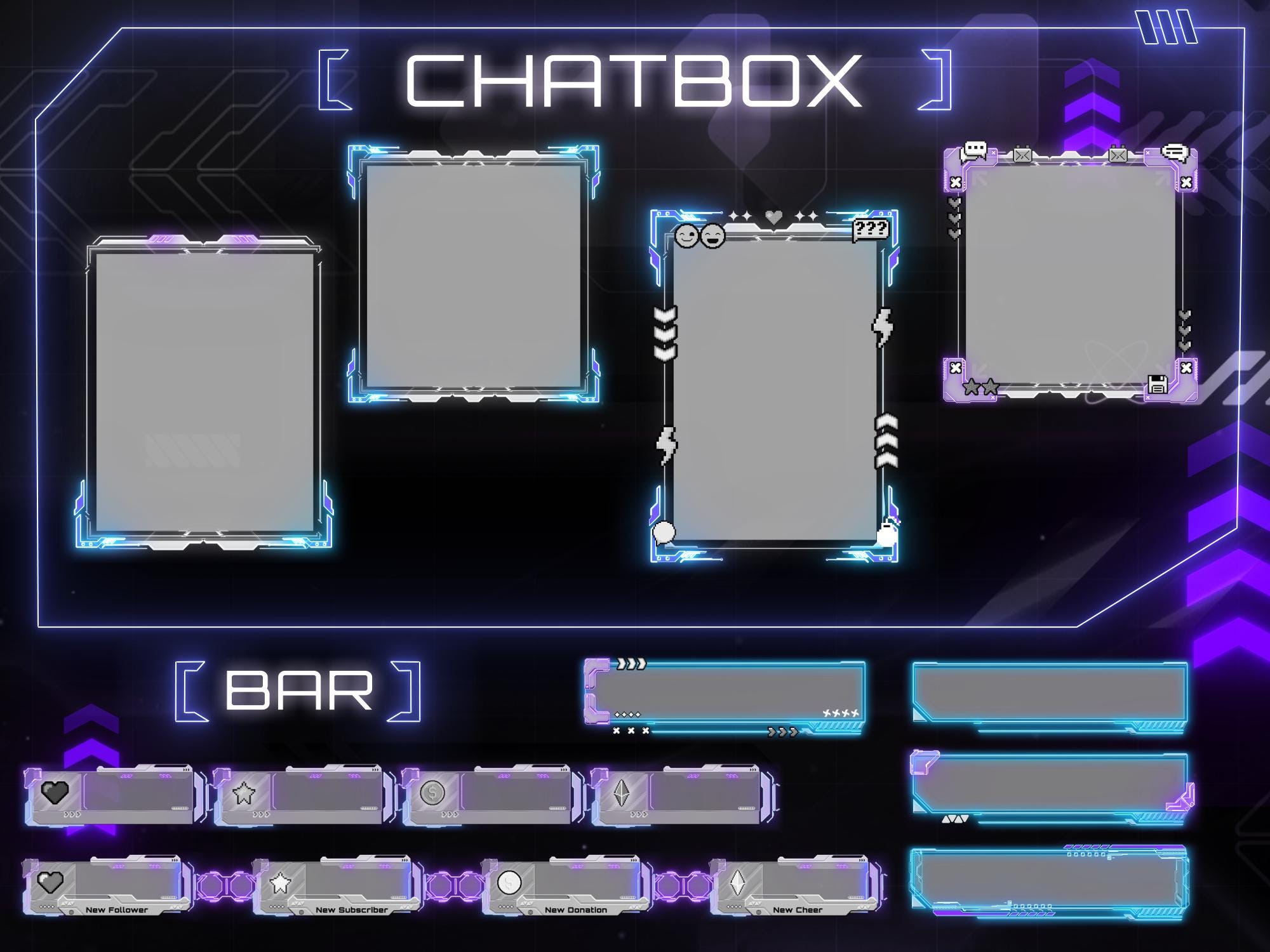 Cyberpunk Violet Neon Stream Overlay Package - Sci-fi Twitch Screens ...