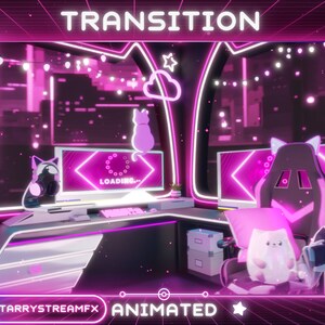 Neon Pink Room Stream Transition: Animated Scifi Cat (WEBM Digital ...