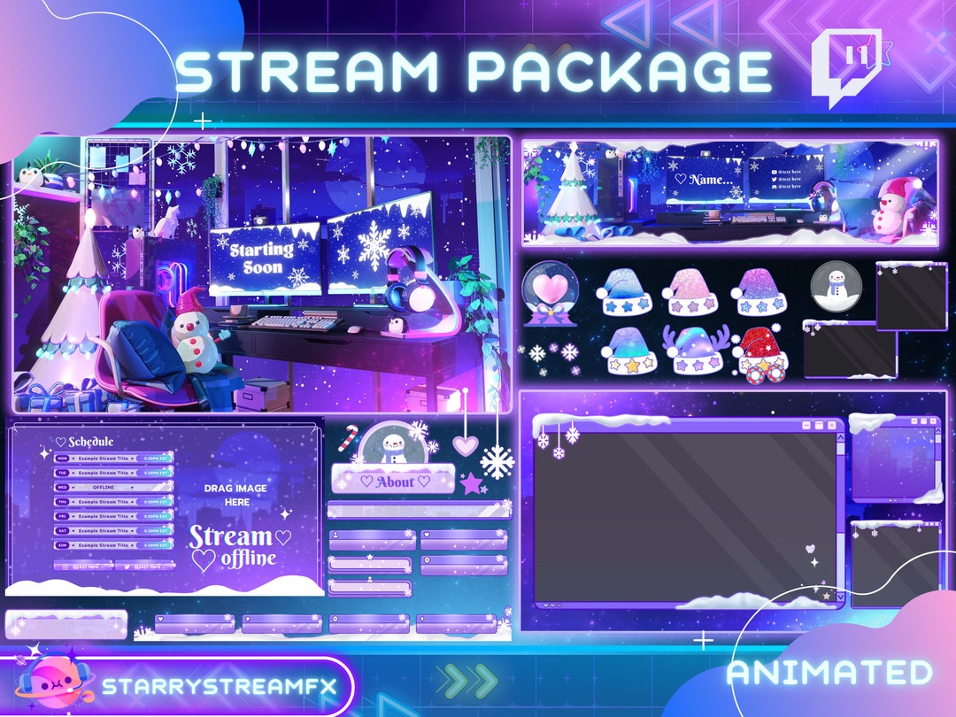 Christmas Stream Overlay Package: Animated Winter Theme Twitch Stream ...