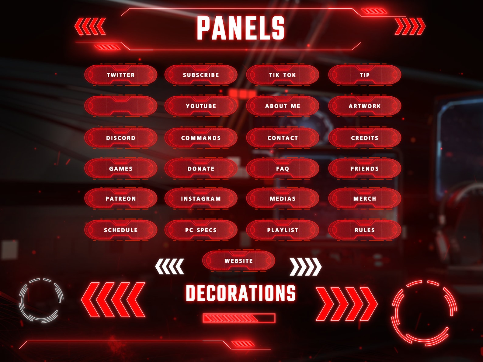 Sci-fi Red Neon Room Stream Overlay Package (digital Download) - Etsy