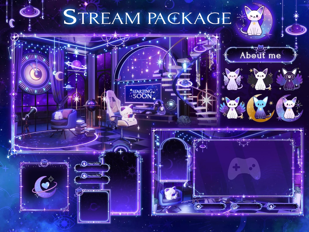 Purple Starnight Room Stream Overlay Package – Animated Neon Screens - Etsy