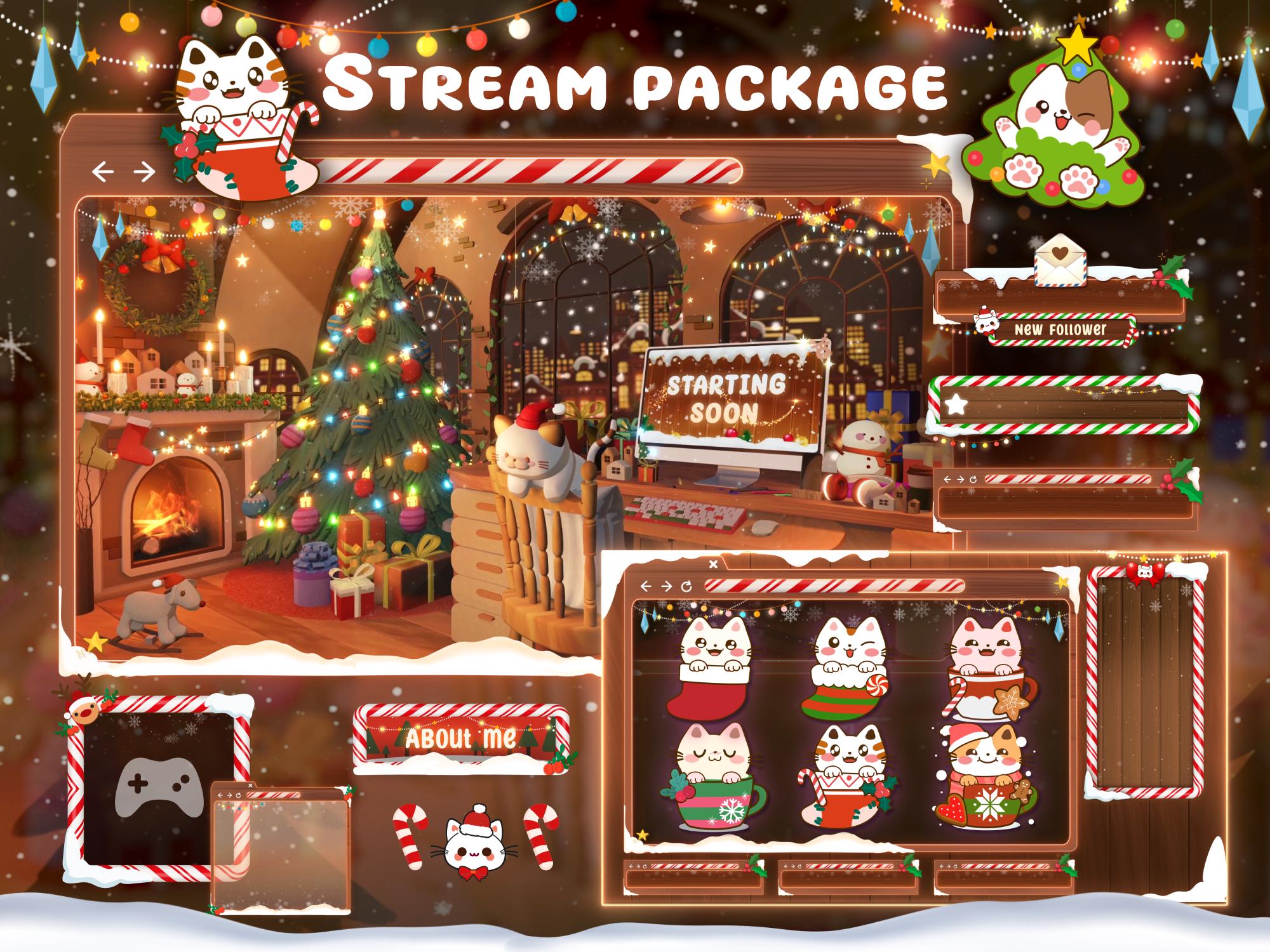 Cozy Christmas Stream Overlay Package: Animated Twitch Screens (digital ...