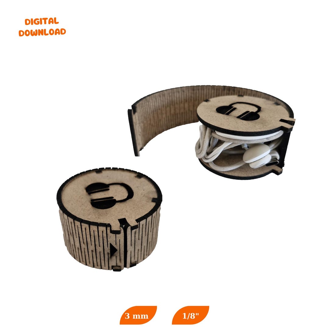 Laser Cut Earphone Case: Cable Organizer DXF SVG File (digital Download ...