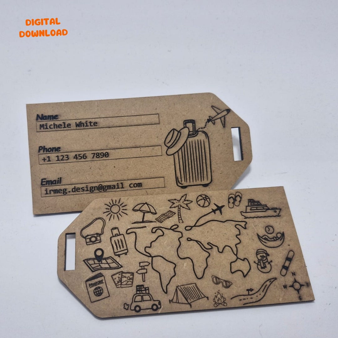 Wooden Luggage Tag SVG: Laser Cut Travel Tag File (digital Download) - Etsy