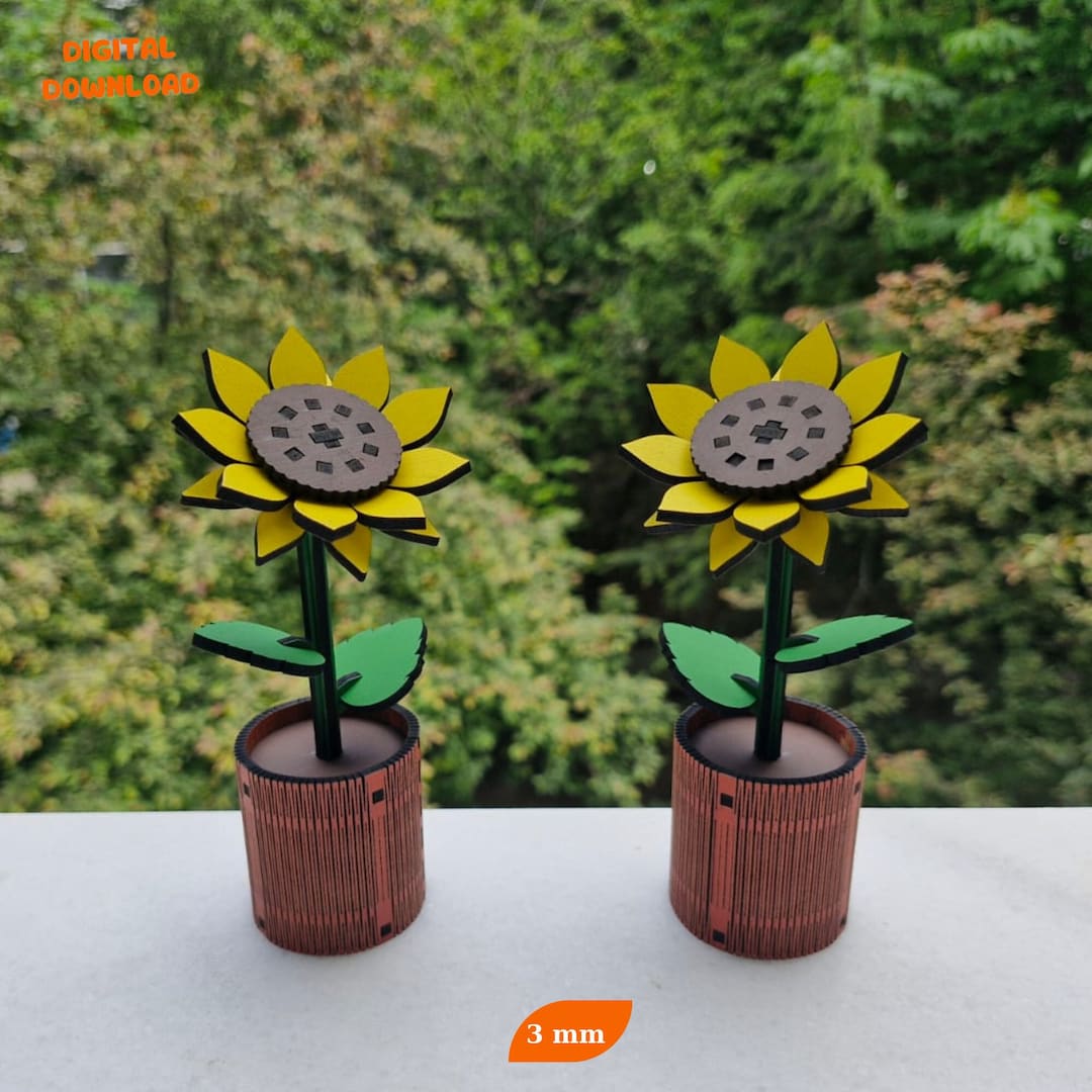 Sunflower Laser Cut Files: Wooden Home Decor SVG DXF (digital Download ...
