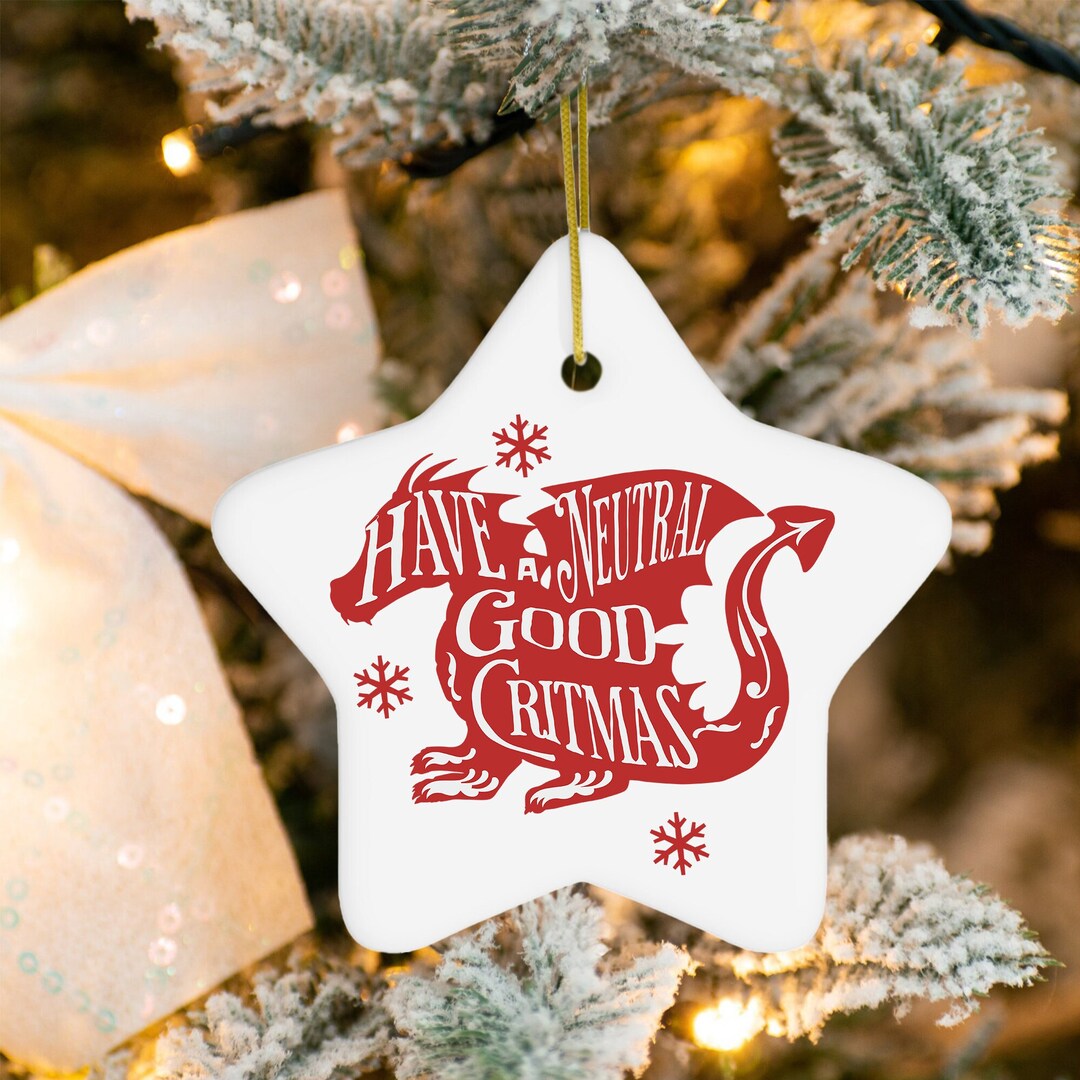 Dragon Dnd Ceramic Ornament Ttrpg Christmas Ornament Dnd Etsy