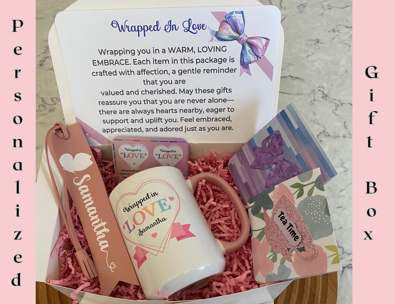 Mug Gift Set Pink Box Sending You a Hug Self Care Package Comforting ...