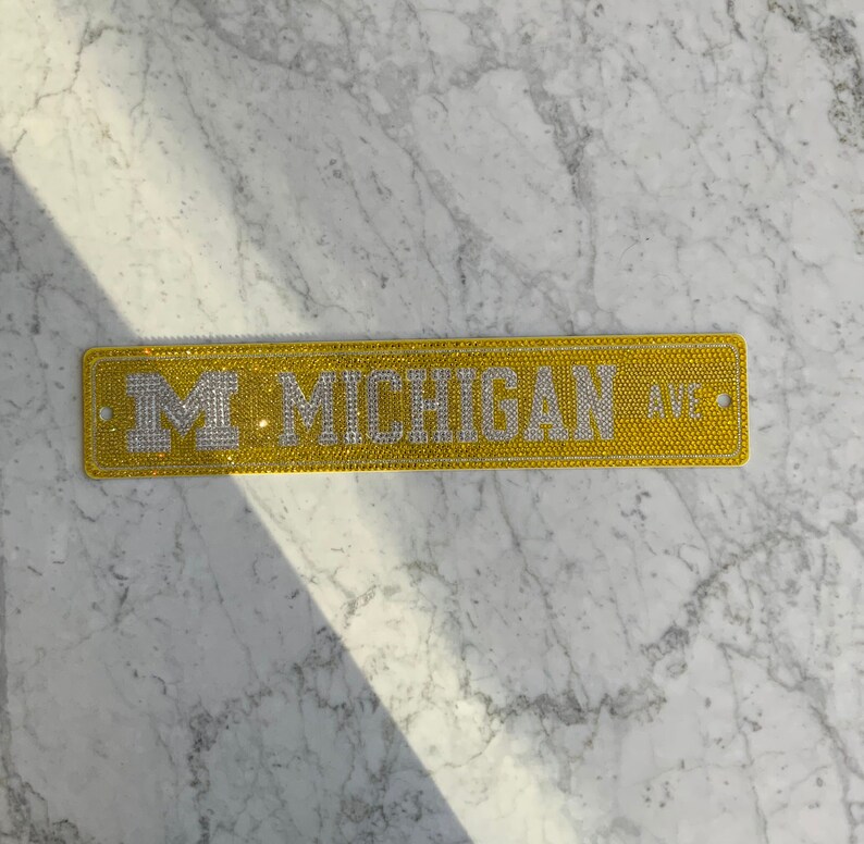 Michigan State University Bedazzled Sign Man Cave Wolverines Signs Dorm ...