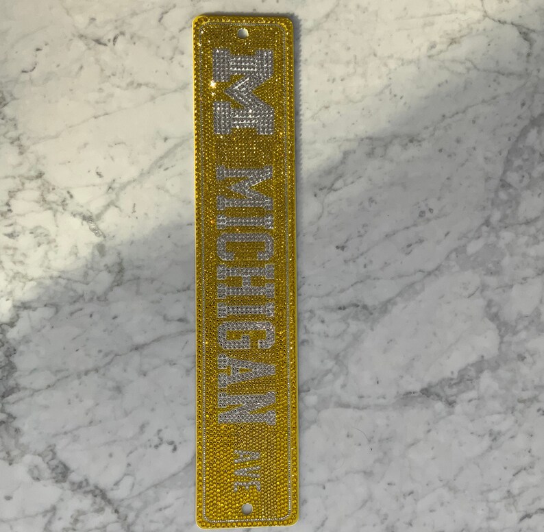 Michigan State University Bedazzled Sign Man Cave Wolverines Signs Dorm ...